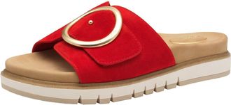 Tamaris Comfort Damen Pantoletten aus Leder Elegant, Rot (Red), 37 EU