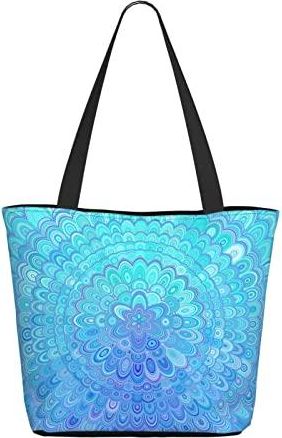 AOOEDM Sac &agrave; provisions pour femme Mandala bleu et violet 33 x 28 x 17 cm. Le cadeau parfait pour la Saint-Valentin. Cest de la Saint-Valentin pour maman, fi