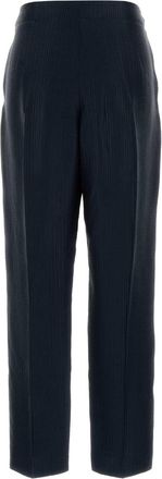 Giorgio Armani Viscose-Wool Blend Trousers - Navy