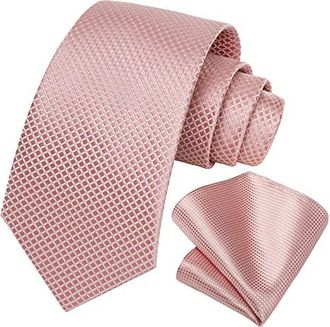 Hisdern Cravate Homme Rose Clair Élégante Formelle Classique Cravate et Pochette en Soie Mariage dAffaires Fete Couleur Unie Cravates pour Hommes