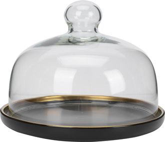 Cabilock Mini Kuchenglocke Glas Tortenglocke Kuchenständer Käseglocke mit Keramik Teller Torten Lebensmittel Rose Glashaube Gastgeschenk Box für Hochzeit Torte