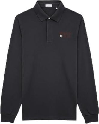 Serge Blanco Polo Manches Longues Maille piqu&eacute; uni Gris Anthracite - Mode Homme