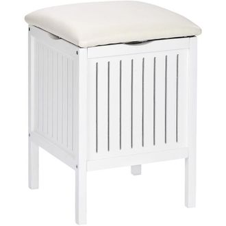WENKO Tabouret de salle de bainen bois avec rangement Olso