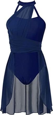 dPois Femme Justaucorps Gymnastique Robe de Danse Classique Adulte sans Manches Leotard Robe Danse Lyrique Contemporaine Tango Danseuse Bleu Marine S
