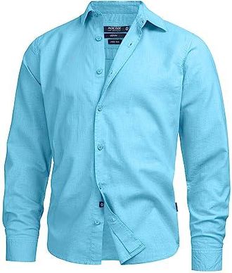 Indicode Hommes INSville Shirt | Chemise d&eacute;t&eacute; en m&eacute;lange Coton-Lin Alaska Blue S