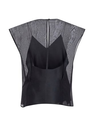 Khaite Womens Silk Organza Mer Top Black Tops