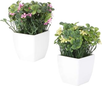 Cabilock 2st&uuml;cke K&uuml;nstlicher Gl&uuml;cksklee Im Topf Realistische Blumendekoration Dekorativer Blumenstrau&szlig;topf F&uuml;r Zuhause B&uuml;ro Party Garten Attraktive Tischdeko