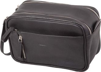 Alassio Alassio 47036 - Kulturtasche Salina, Kulturbeutel aus Echtleder, Reisetasche für Herren und Damen mit Reißverschluss Hauptfach, Waschtasche in schwarz