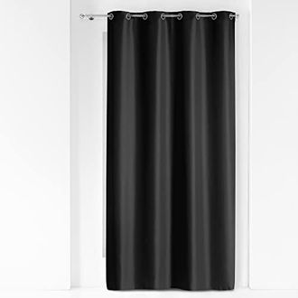 Douceur d'Intérieur RIDEAU A OEILLETS 140 x 280 CM POLYESTER UNI ESSENTIEL NOIR