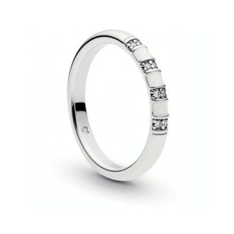Pandora Bague Pandora en Argent avec Zirconium Cubique Transparent et &Eacute;mail Blanc - Femme - Accessoires - Gris - Taille: 50 MM