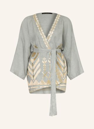 Greek Archaic Kori Damen-Kimono Aus Leinen grau