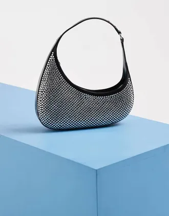 JW PEI Harlee sac &agrave; &eacute;paule asym&eacute;trique noir cristal