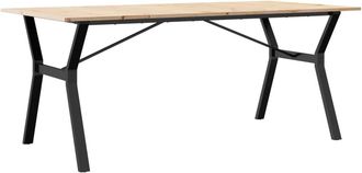 Generic Esstisch mit Naturholzplatte und Schwarzem Metallrahmen, Quadratischer K&uuml;chentisch Im Industriestil, Anwendbar f&uuml;r Kleine R&auml;ume, Fr&uuml;hst&uuml;cksecken und E