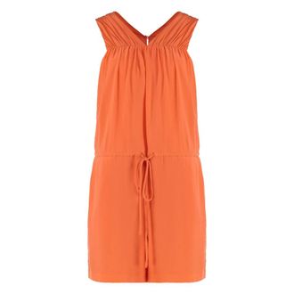 Equipment Femme, Combinaisons et Ensembles, Orange, Taille: 42 FR Robe dété plissée à col en V