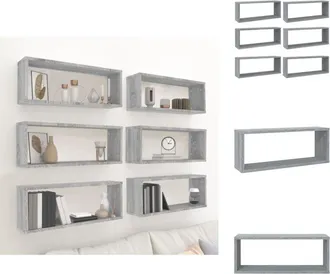 vidaXL Vidaxl - Würfelregale 6 Stk. Grau Sonoma 60x15x23 cm Holzwerkstoff - Würfelregal - Wandregal - Regal Grau - Wohnraum Dekoration - Holzwerkstoff Möbel