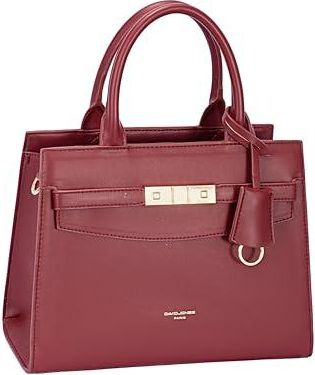 David Jones Paris - Sac à main Femme - Porté main - Similicuir PU - Taille Moyenne - Bijouterie Dorée - Chic Elégant Ville Classique (WINDSOR WINE)