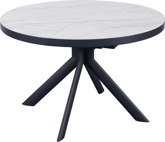 Vente-Unique Ausziehbarer Esstisch f&uuml;r 4-6 Personen aus Keramik, MDF & Metall - Wei&szlig;e & anthrazitfarbene Marmor-Optik - ZALYRA
