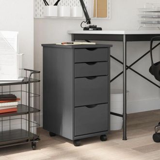 vidaXL Rollschrank mit Schubladen MOSS Grau Massivholz Kiefer vidaXL