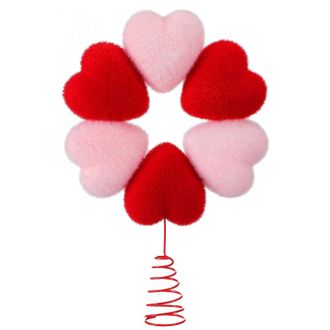 Generico Heart Tree Topper - Pl&uuml;schige romantische Dekoration, 33,4 cm, gro&szlig;es Herz-Treetop-Ornament f&uuml;r Valentinstag,rosa Baumdekoration f&uuml;r Paare, Zuhause, W