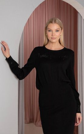 Passioni Strickpullover mit breitem Bund und Strassdetail