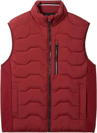 Tom Tailor Herren Hybrid Steppweste mit Stehkragen,13721 - Burgundy Dark red, M