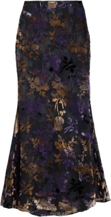 Weili Zheng Femme, Jupes, Multicolore, Taille: 38 FR F25PG08-Flowers Mermaid Maxi Skirt