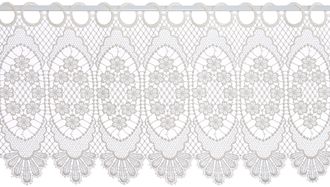 Plauener Spitze by Modespitze, Store Bistro Gardine Scheibengardine mit Stangendurchzug, hochwertige Stickerei, H&ouml;he 30 cm, Breite 176 cm, Creme