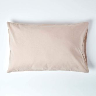 Homescapes Leinen Kissenbezug 48x74 cm beige-Natur, Halbleinen Kissenh&uuml;lle Hotelverschluss, 60% Leinen & 40% Baumwolle