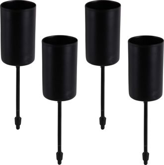 Matches 21 4er Set Kerzenhalter Stecker aus Metall - Moderne, minimalistische Stabkerzenhalter f&uuml;r DIY Adventskranz Schwarz matt, &Oslash; 2,3 x 4 cm - Kerzenstecker f&uuml;
