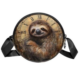 Generic Sac &agrave; bandouli&egrave;re rond pour femme, petit sac &agrave; bandouli&egrave;re vintage avec fermeture &eacute;clair, bretelles r&eacute;glables, style d&eacute;contract&eacute; pour femmes et filles