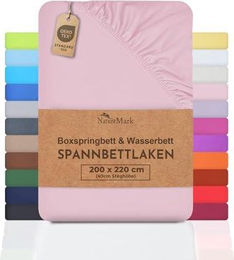NatureMark Basic Drap-housse pour lit &agrave; sommier tapissier et matelas &agrave; eau 200 x 220 cm - 40 cm - 200 x 220 cm - 100 % coton Rose