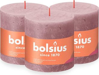 Bolsius Bolsius Rustik-Stumpenkerze XXL - Altrosa - 3er Pack - lange Brenndauer von 62 Stunden - Haushaltskerze - Innendekoration - geruchlos - inklusive natü