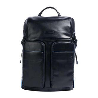 Piquadro Blauer Leder Laptop Rucksack - - Bags - Herren - Blau - ONE SIZE