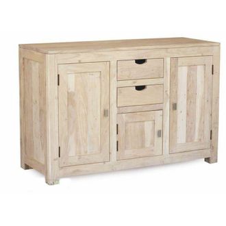 Massivmoebel24 Sideboard Akazie 130x45x85 white stone get&uuml;ncht NATURE WHITE 86