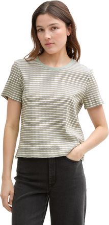 Tom Tailor Damen 1046550 T-Shirt, 37814-Green White Stripe, XXL