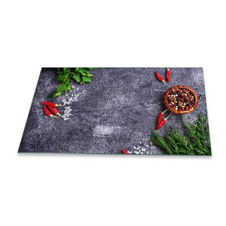 Decorwelt | Herdabdeckplatten 90x52 cm 1-Teilig Gew&uuml;rze Schwarz Ceranfeldabdeckung Universal Spritzschutz Glas Elektroherd Induktion f&uuml;r Kochplatten Herdschutz 