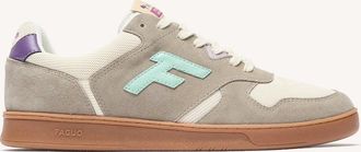 Faguo Baskets cuir su&egrave;de beige et kaki clair