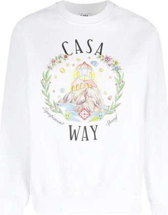 Casablanca Femme, Sweatshirts et sweats &agrave; capuche, Blanc, Taille: 36 FR Casa Way SweaT-shirt
