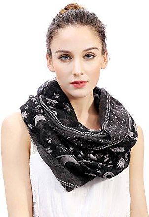 Lina & Lily écharpe tube imprimé Modèles de Noël (Noir)