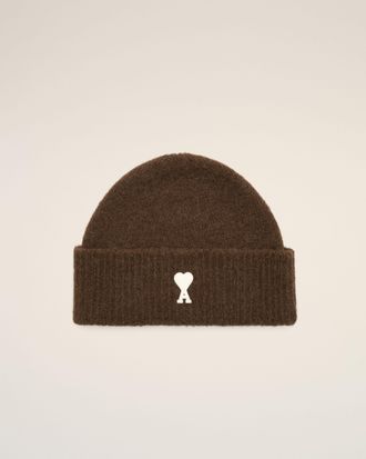 Ami Ami Paris - Bonnet marron en alpaga Ami de Coeur Marron Chocolat & ecru - TU - Unisex