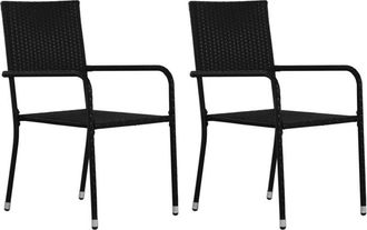 vidaXL Vidaxl - Garten-Essst&uuml;hle 2 Stk. Stapelbar Schwarz Polyrattan