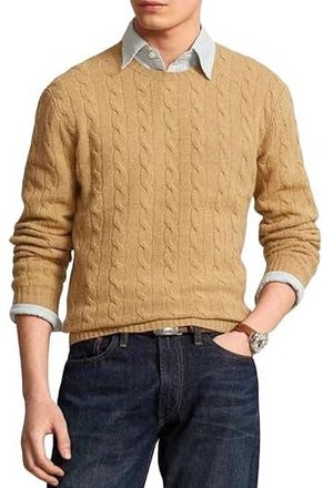 Generic Pull en tricot torsad&eacute; pour homme - Coupe ajust&eacute;e - Col rond - Pull d&eacute;contract&eacute; &agrave; manches longues, c1, XXL