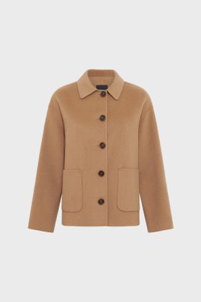 Gerard Darel Manteau court en laine double face - PERRINEA - Paille