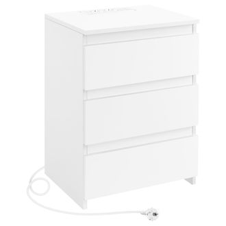 Yaheetech Nachttisch Nachtschrank mit 3 Schubladen, 2 AC-Steckdosen und 2 USB-Anschl&uuml;sse Beistelltisch Boxspringbett Nachtkommode f&uuml;rs Schlafzimmer/Wohnzimmer, 