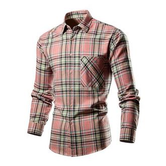 Generic Chemises habill&eacute;es &agrave; carreaux pour homme, coupe r&eacute;guli&egrave;re, formelles, manches longues, flanelle, d&eacute;contract&eacute;es, &agrave; carreaux et tartan, chemises de b&ucirc;ch