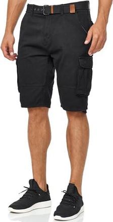 Indicode Hommes Monroe Cargo Shorts | Pantalon Court Cargo avec Ceinture Black 3XL