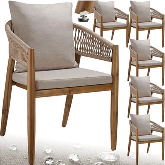 TecTake Gartenm&ouml;bel Set, Gartenstuhl Holz Rope Design, Balkon Sessel, Outdoor M&ouml;bel, Gartenst&uuml;hle, Balkonm&ouml;bel, Terrassenm&ouml;bel, Wintergarten, Sitzgruppe Outdo