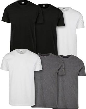 Urban Classics T-shirt basique &agrave; manches courtes pour homme en coton uni avec col rond, coupe r&eacute;guli&egrave;re, plusieurs couleurs, tailles S &agrave; 5XL, Blk/Blk/Wht/Wht/Chrcl/C