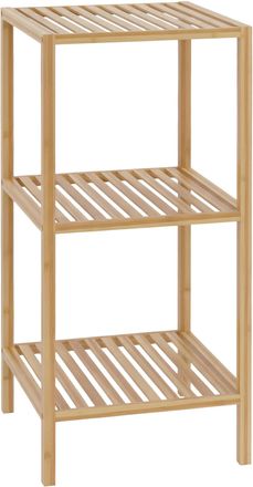 Clp Badregal stehend Bambus Zinnien, Holzregal Badezimmer schmal, K&uuml;chenregal stabil und belastbar, Tragf&auml;higkeit 10 kg pro Regalboden, Gr&ouml;&szlig;e:S