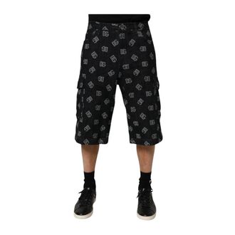 Dolce & Gabbana Monogram Denim Cargo Bermuda Shorts - - Shorts - Herren - Schwarzk - M